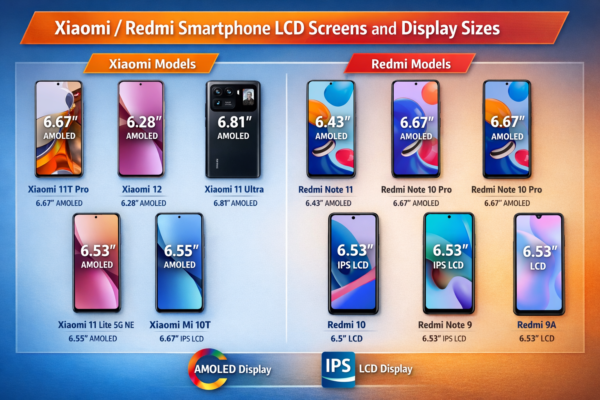 Xiaomi / Redmi Smartphone LCD Screen Sizes Table